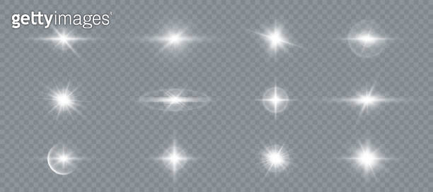 Vector magic white rays glow light effect isolated on transparent background. Christmas design ...