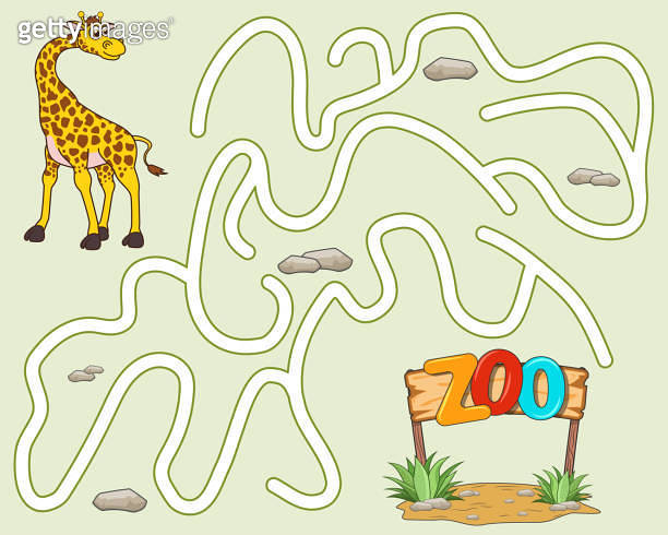 Logic Game for kids. Help the giraffe find the pathway to Zoo. Entry ...