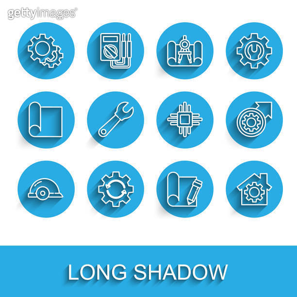 Set Line Worker Safety Helmet Gear And Arrows As Workflow Graphing