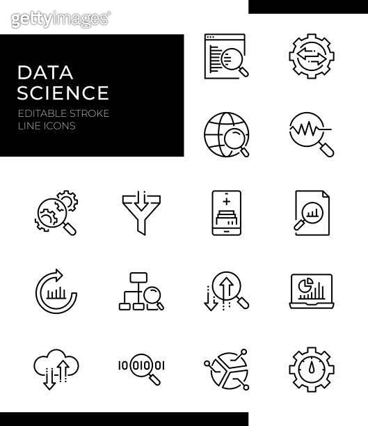 Data Science Icons - Line Series - Editable Stroke (1773971429) - 게티이미지뱅크