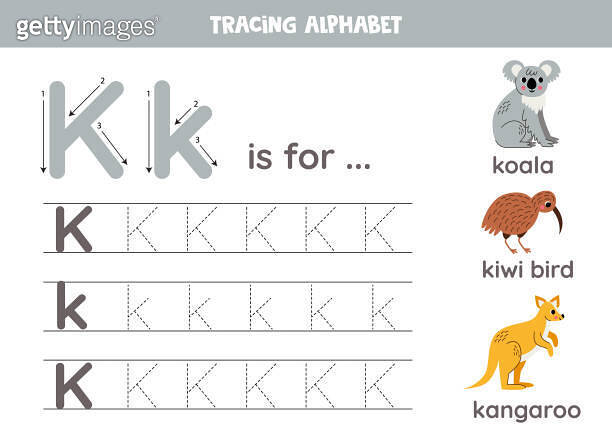 Tracing all letters of English alphabet. Preschool activity for kids ...