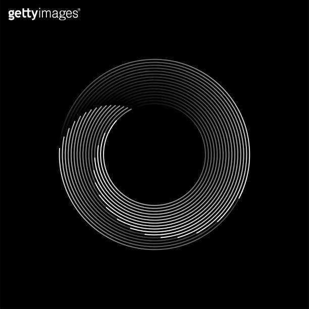 black and white vector illustration turning radial wavy circle pattern ...
