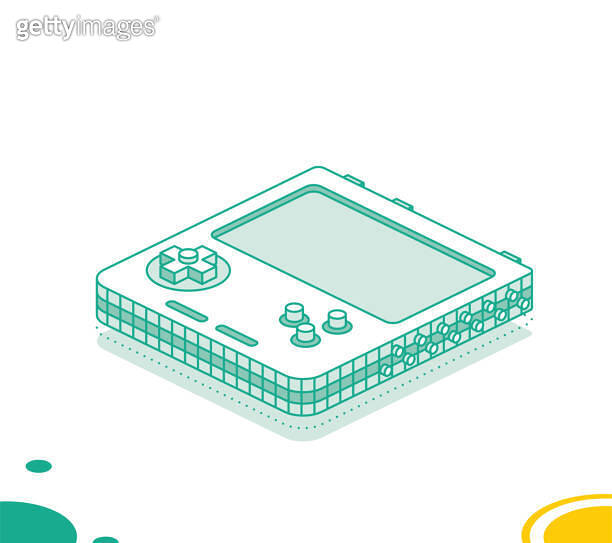 Isometric Portable Handheld Retro Gaming Console With Buttons Outline Concept Object Isolated
