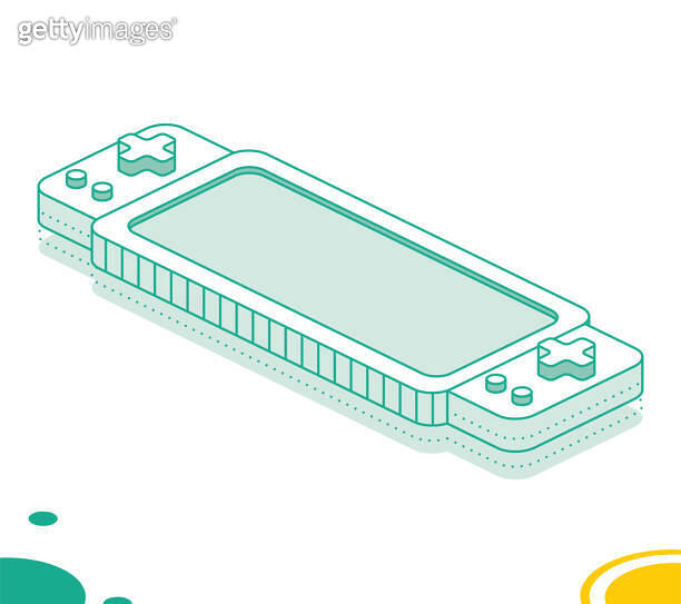 Isometric Portable Handheld Retro Gaming Console Outline Concept Object Isolated On White