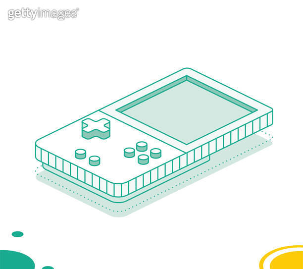Isometric Portable Handheld Retro Gaming Console With Buttons Outline Concept Object Isolated