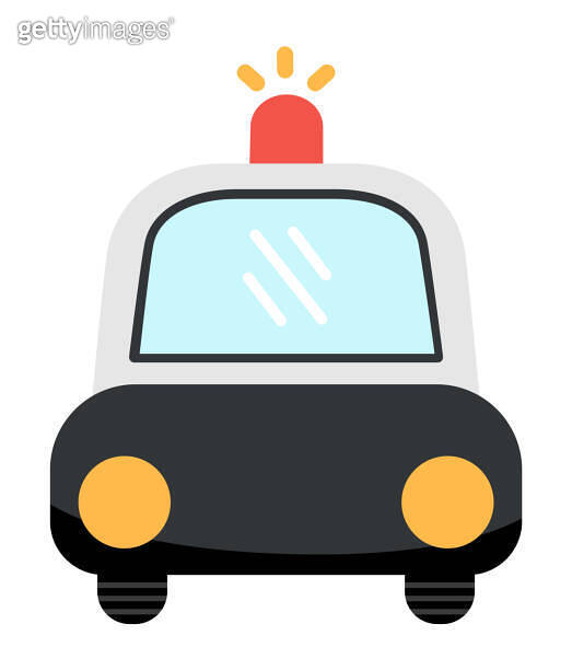 Vector police car front view. Funny transportation for kids. Cute ...