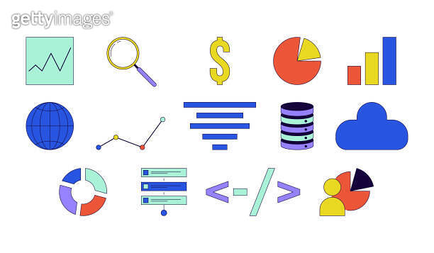 Analytics Database Management 2d Linear Cartoon Objects Set 2137626031 게티이미지뱅크