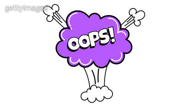 Pow comic bubble. Sound dialogue speech bubbles with word Oops. Pop art expression in bright ...