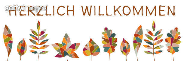 Herzlich Willkommen - text in German language - A warm welcome. Banner ...