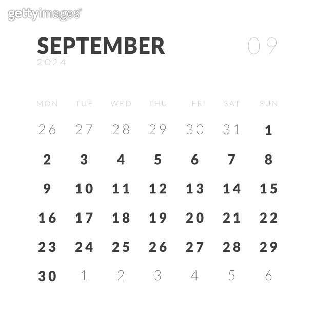 Template design of Monthly Calendar on September 2024. Vector layout ...