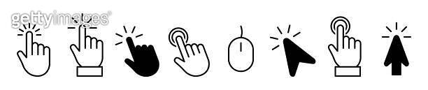Cursor Icons.Clickable Cursor Icons: Pointer Mouse Cursor, Clicking Hand, Pointing Gestures ...