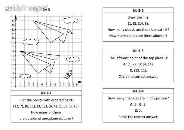 Coordinate plane learning quiz questions set 3. Two-page activity set ...