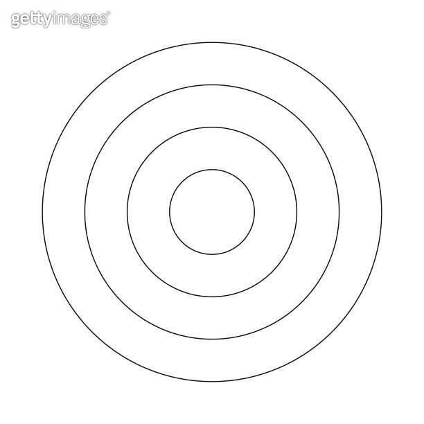 Polar grid of 3 concentric circles. Circle diagram divided on three ...