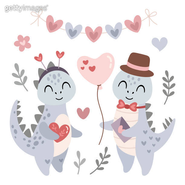 Cute Valentines dinosaurs clipart. Valentines day clipart. Valentine ...