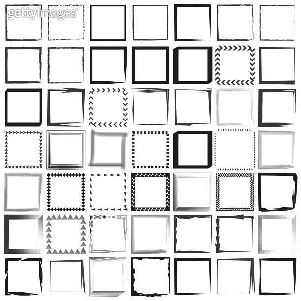 Extensive Collection Of Square Frames Various Border Styles And Textures Monochrome Design