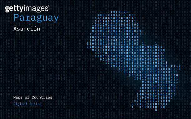 Paraguay Map Shown in Binary Code Pattern. Matrix numbers, zero, one. (2015001411) 일러스트, 무료 일러스트 ...