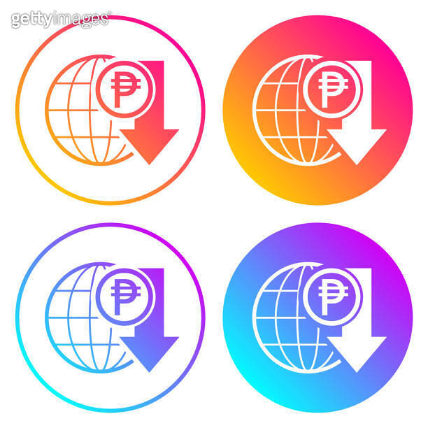 Peso rate decrease. Round icons with color gradients (2189717946) 일러스트, 무료 일러스트 - 게티이미지뱅크