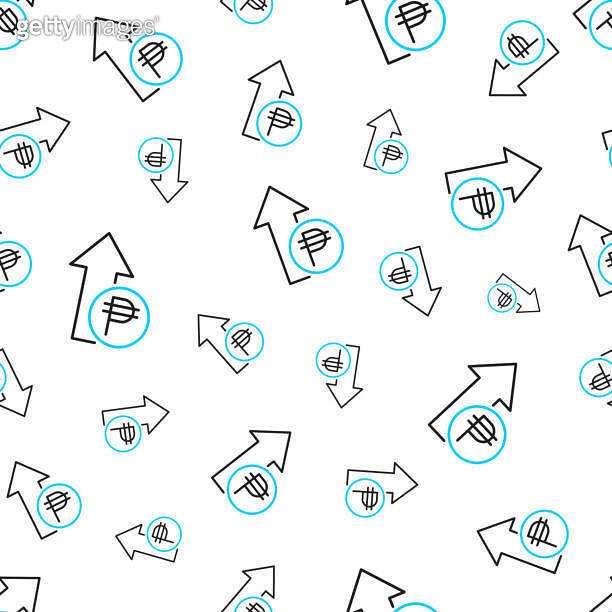 Peso increase. Seamless pattern. Line icons on white background ...