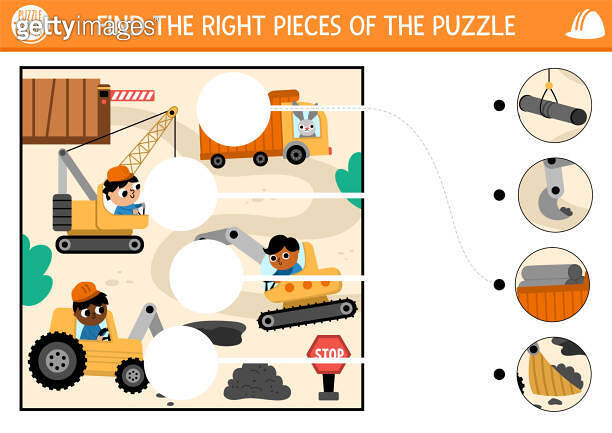 Construction site matching activity with road repair scene and special ...