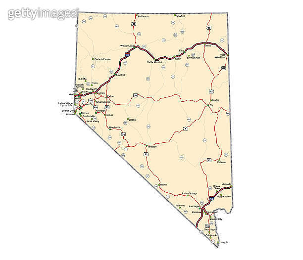 Nevada Highway Map 이미지 (158188084) - 게티이미지뱅크