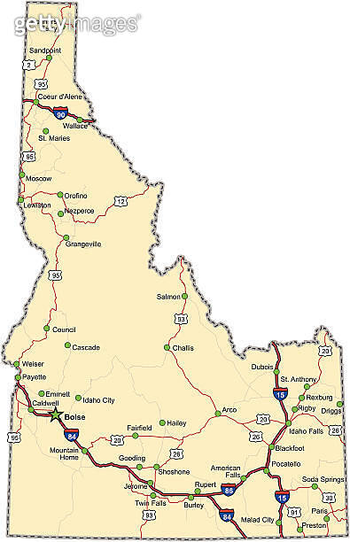 Idaho Highway Map 이미지 (158186998) - 게티이미지뱅크