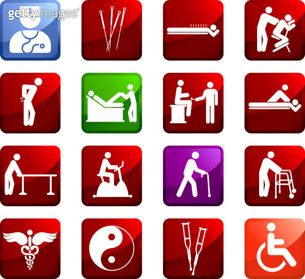 Acupuncture and physical therapy icon set (123408001) - 게티이미지뱅크