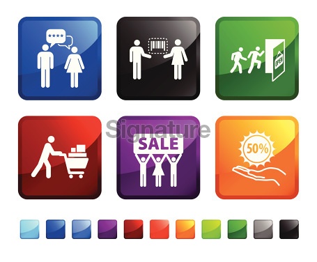 Consumer Shopping on six sticker set (164545703) - 게티이미지뱅크
