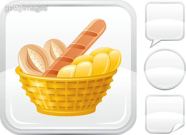 Bread basket icon on silver button 이미지 (165749888) - 게티이미지뱅크