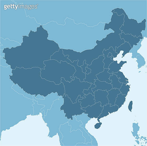 A vector map highlighting China in a darker shade of blue (158424176 ...