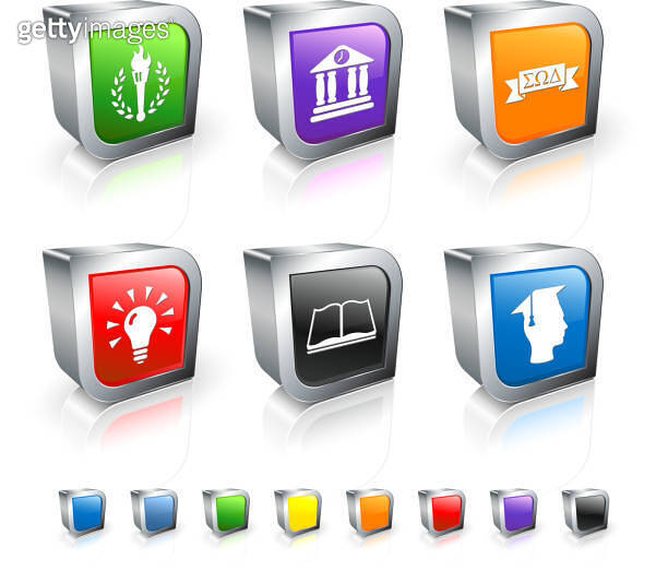 College Life 3D vector icon set with Metal Rim (161836417) 일러스트, 무료 ...