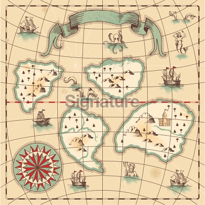 Hand-drawn antique ocean map. 이미지 (165786735) - 게티이미지뱅크