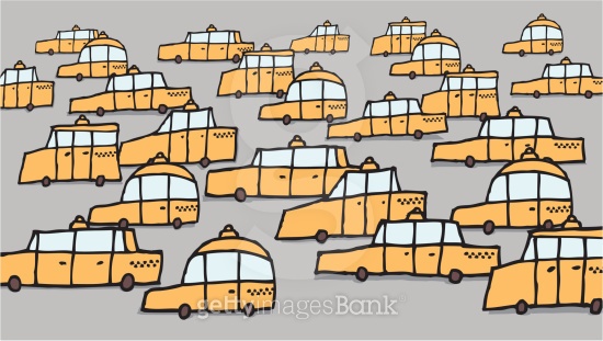 Big group of cartoon taxis / Vector traffic jam (158889015) - 게티이미지뱅크