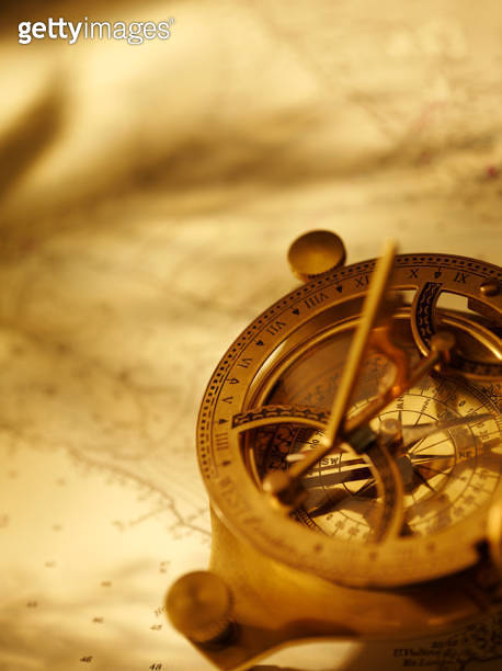 Nautical Chart and Compass (168719593) - 게티이미지뱅크