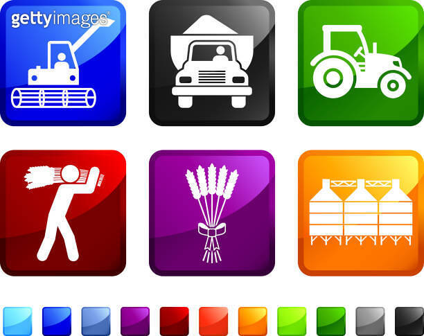 Wheat Farming and Gardening Agricultural Equipment sticker set ...