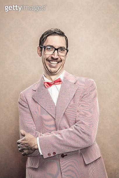 Goofy fancy dressed Nerd with bow tie and glasses (174956373) - 게티이미지뱅크
