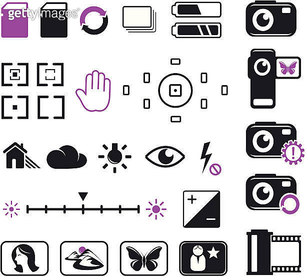 Camera display icons and symbols (164466350) 일러스트, 무료 일러스트, 아이콘, 무료 아이콘 ...