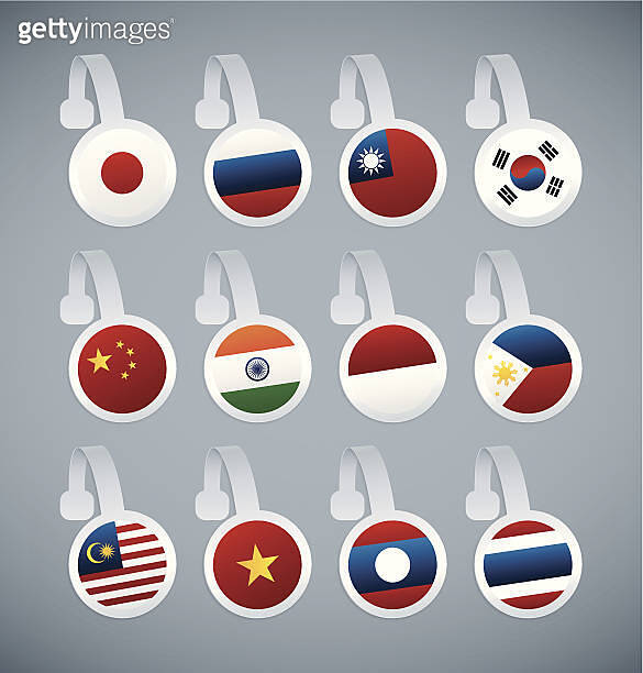 Asian flags stickers 이미지 (455440377) - 게티이미지뱅크