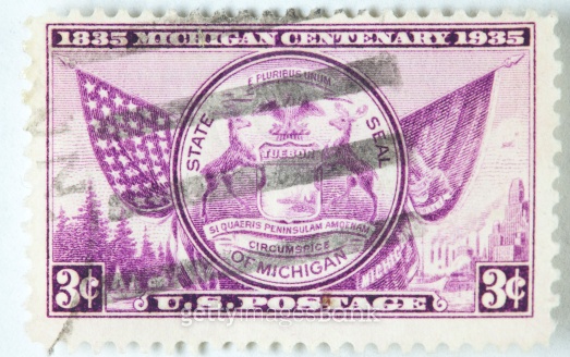 state of Michigan Centenary Postage Stamp 이미지 (154237826) - 게티이미지뱅크