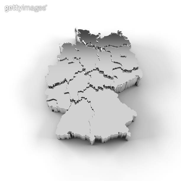 Germany map 3D silver with states stepwise and clipping path (462102921 ...