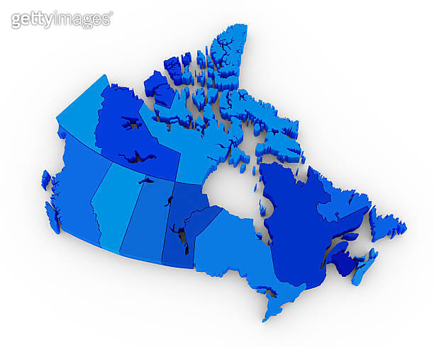 3d blue canada map on white 이미지 (177734632) - 게티이미지뱅크