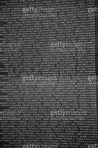 Names of casualties on Vietnam War Veterans Memorial (459886299) - 게티이미지뱅크