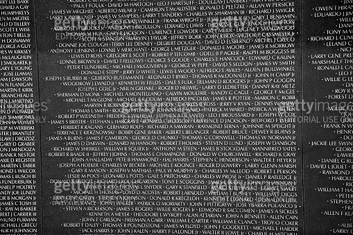 Names of casualties on Vietnam War Veterans Memorial (459886307) - 게티이미지뱅크