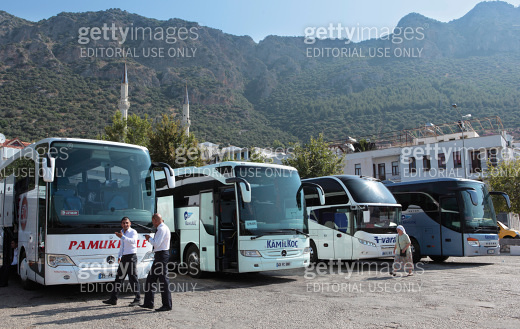 Coach buses on Kas bus station, Turkey (458094727) - 게티이미지뱅크