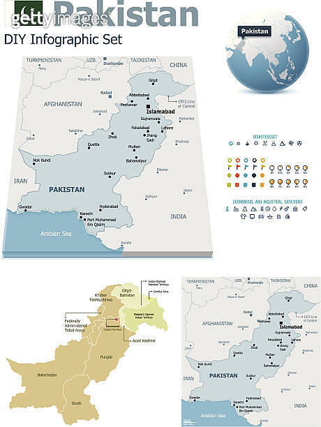 Pakistan maps with markers 이미지 (186027961) - 게티이미지뱅크