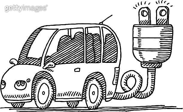 Electric Car Plug Connector Drawing 이미지 (186901212) - 게티이미지뱅크
