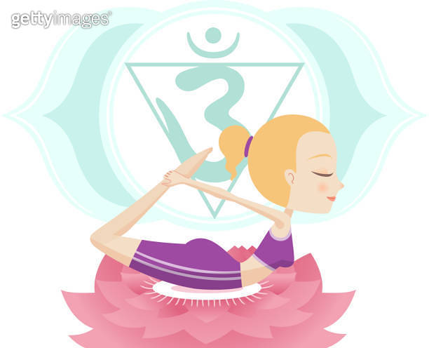 Dhanurasana Asana Yoga Posture with Om Triangle Symbol on Lotus ...