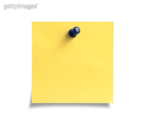 Yellow Post-it Note with Push Pin 이미지 (160146086) - 게티이미지뱅크