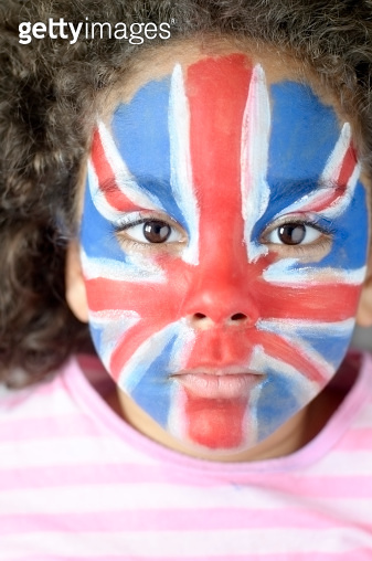 Girl (5-6) With Union Jack Face Painted Looking Content 이미지 (175414804 ...
