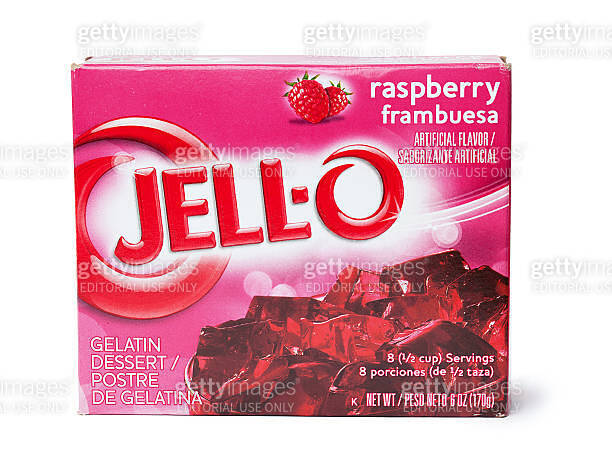 Box of Raspberry Jell-o Gelatin Dessert (458140335) - 게티이미지뱅크