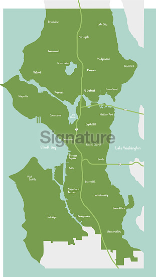 Seattle City Neighborhood Map 이미지 (165676861) - 게티이미지뱅크